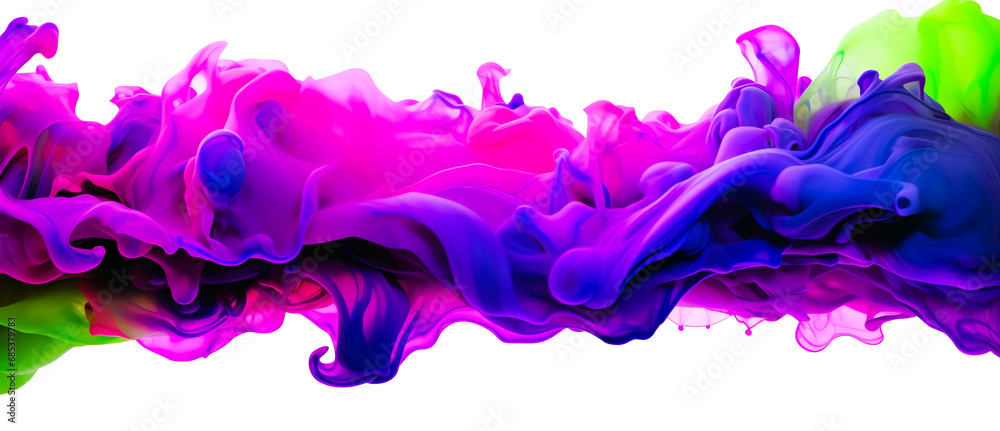 neon pink green liquid border wave band isolated on transparent ...