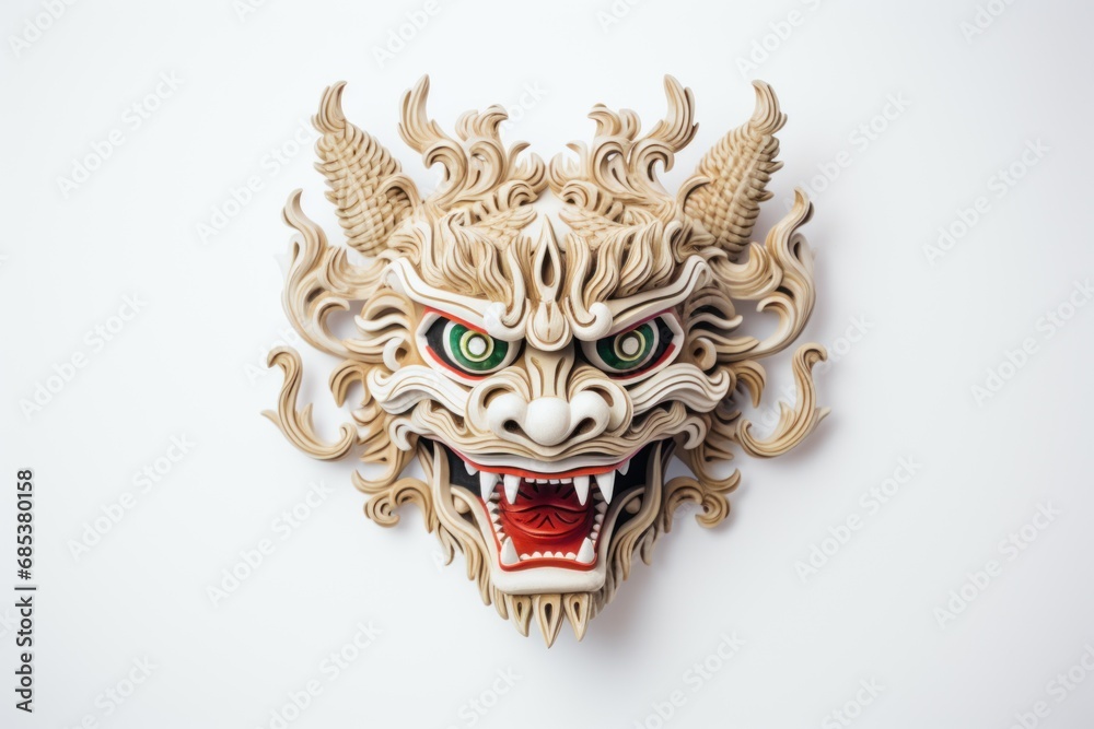 Barong mask on white background. Traditional Balinese dance mask ...