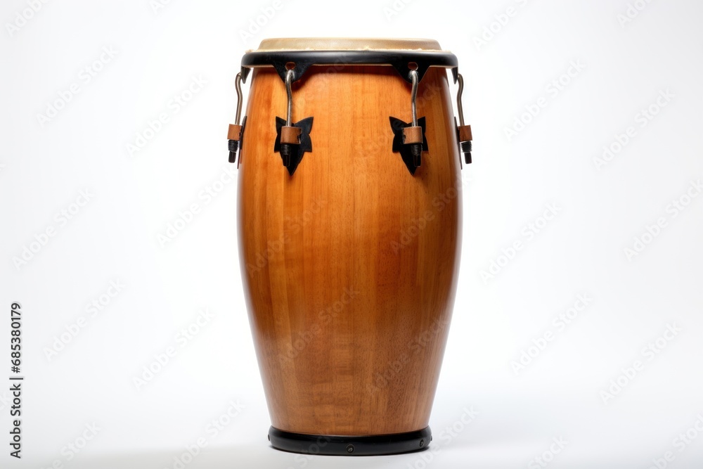 Wooden conga drum isolated on a white background. Traditional ...