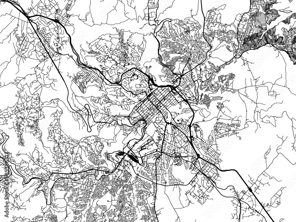 Vector road map of the city of Pietermaritzburg in South Africa with ...