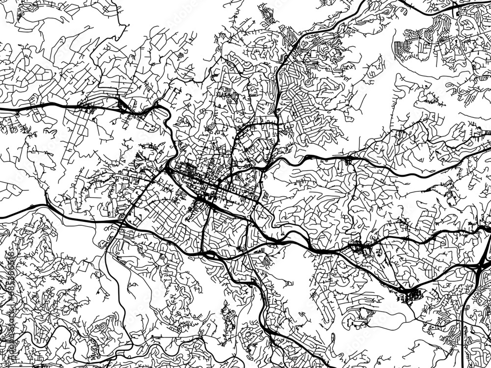 Vector road map of the city of Pinetown in South Africa with black ...