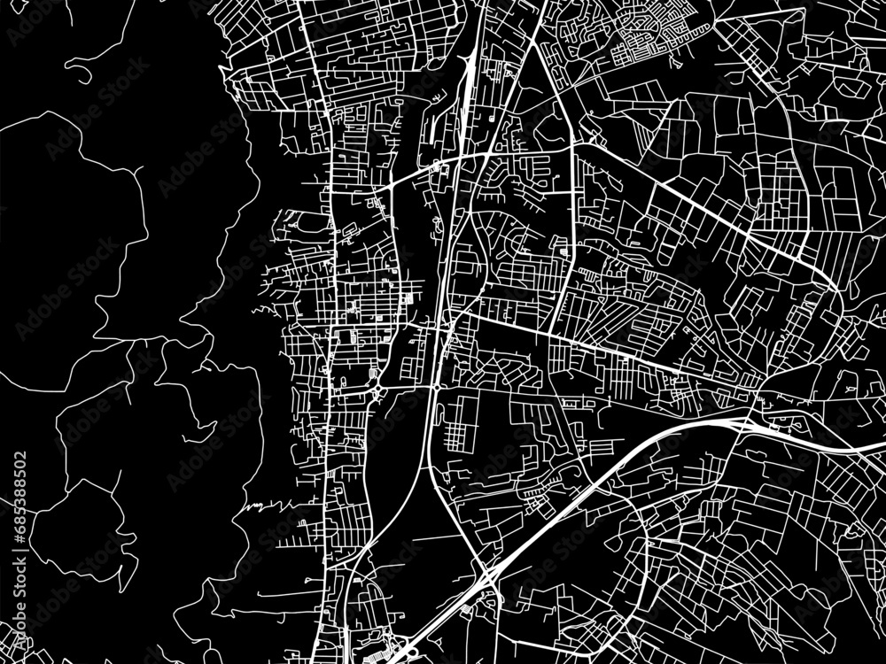 Vector road map of the city of Paarl in South Africa with white roads ...