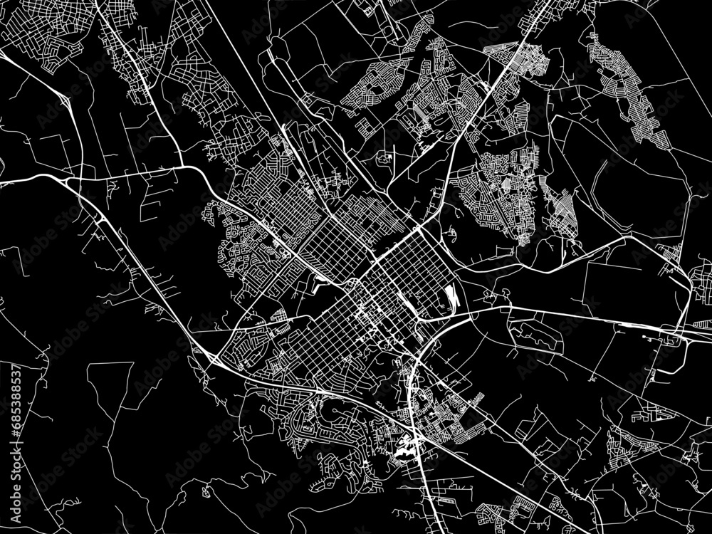 Vector road map of the city of Rustenburg in South Africa with white ...