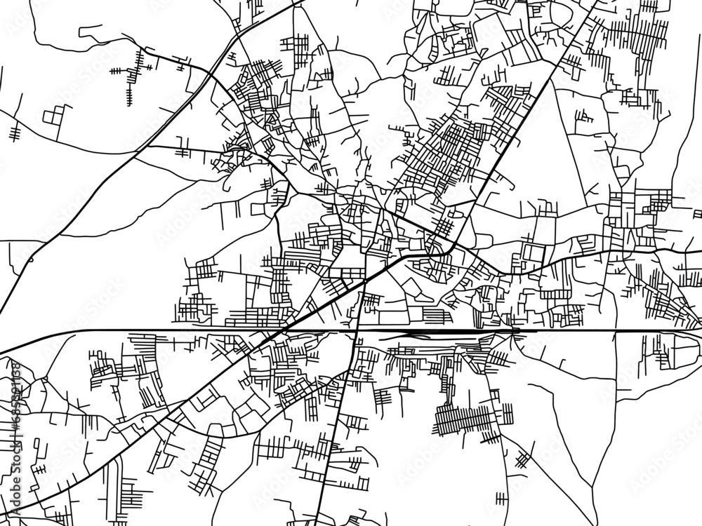Vector road map of the city of Guna in the Republic of India with black ...