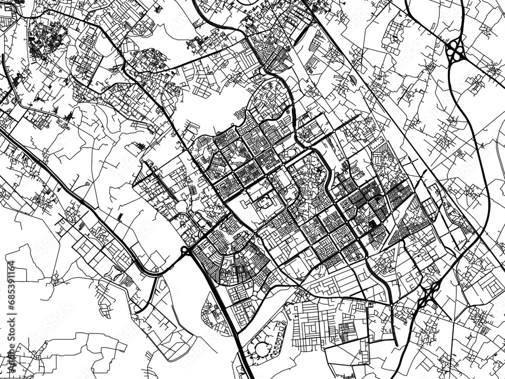 Vector road map of the city of Greater Noida in the Republic of India ...