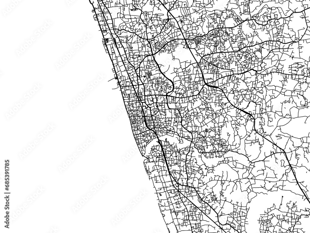 Vector road map of the city of Kozhikode in the Republic of India with ...