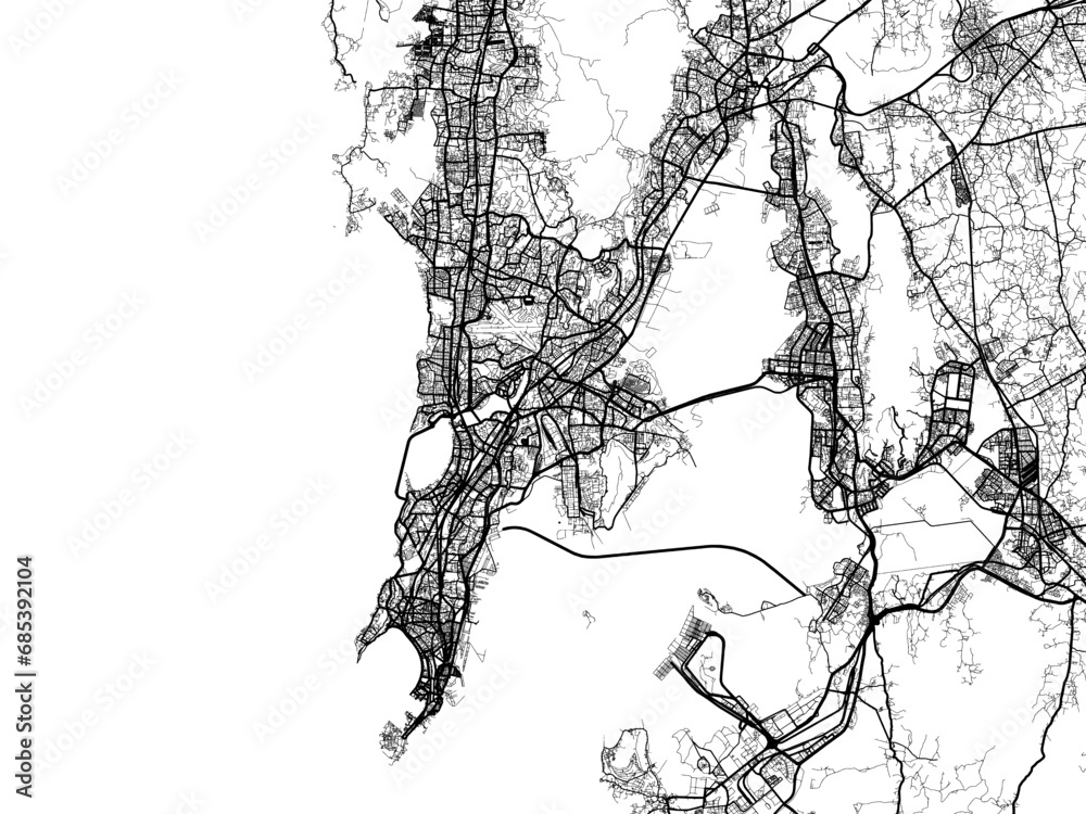 Vector road map of the city of Mumbai in the Republic of India with ...