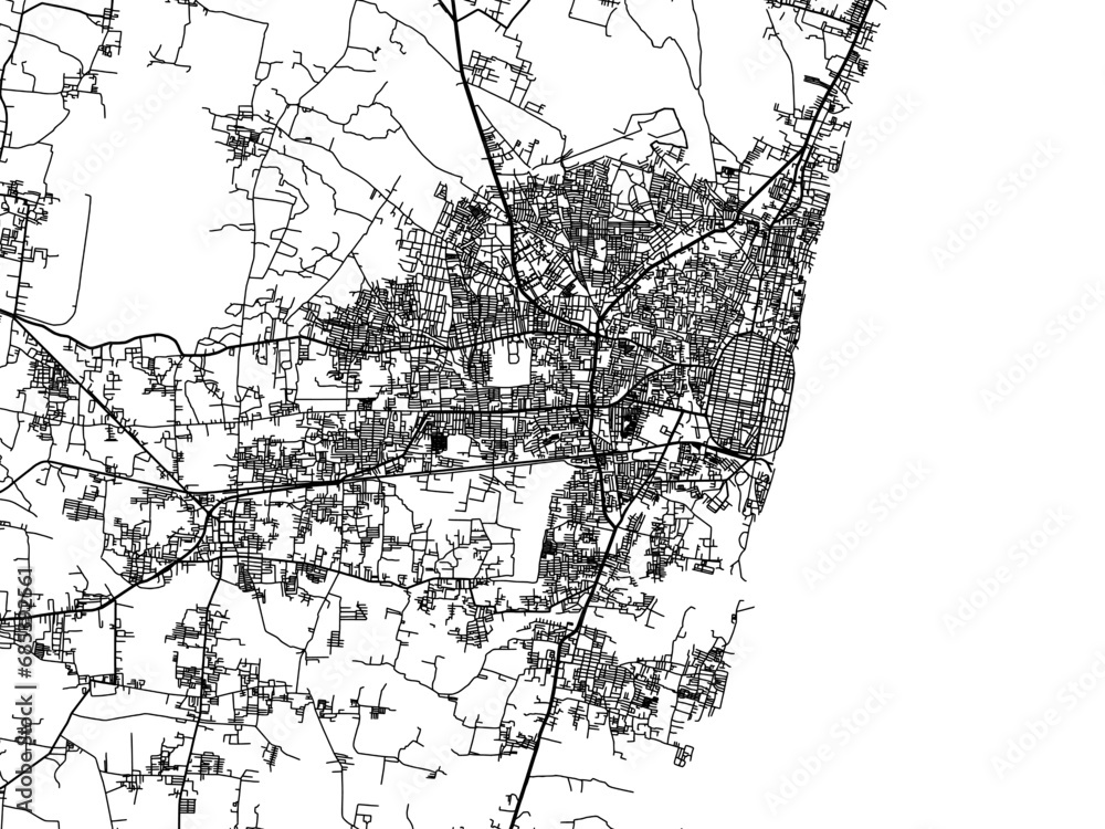 Vector road map of the city of Puducherry in the Republic of India with ...