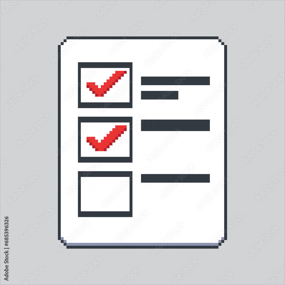 Pixel art illustration To do list. Pixelated Note. Checklist to so list ...
