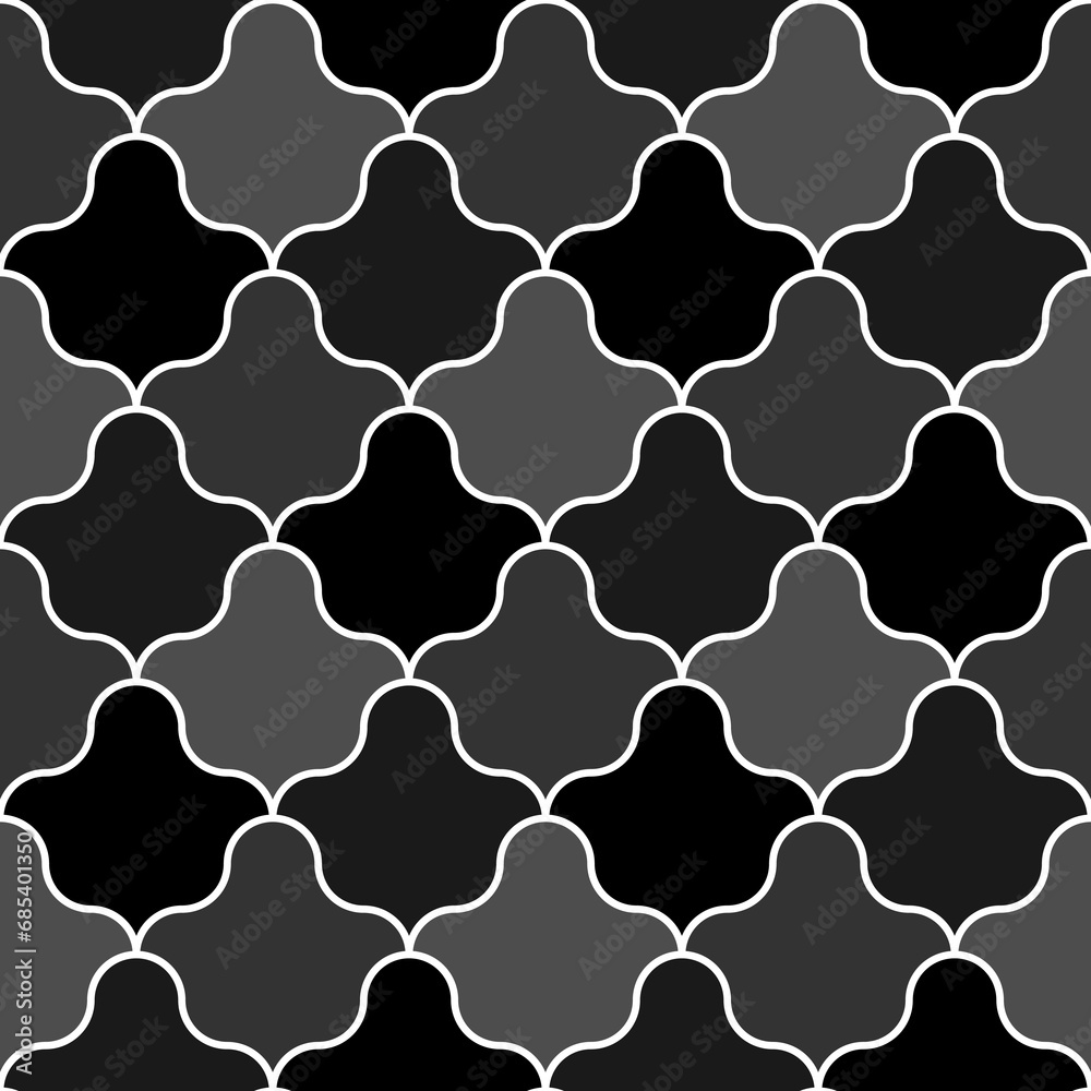 Interlocking figures tessellation background. Image with floral shapes ...