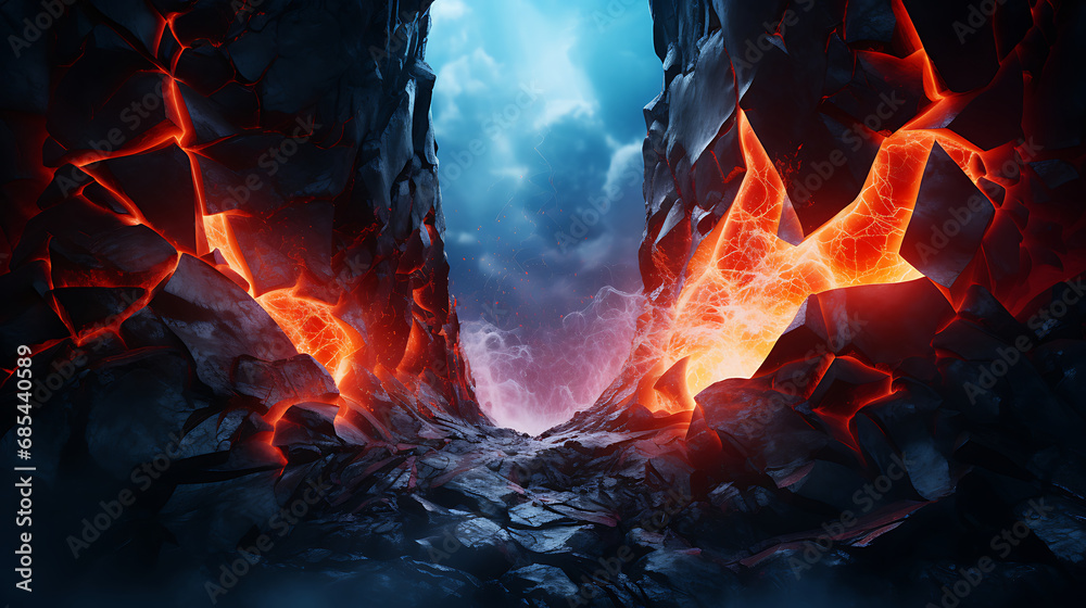 Lava and Ice side by side lava vs ice AI Image Generative background ...