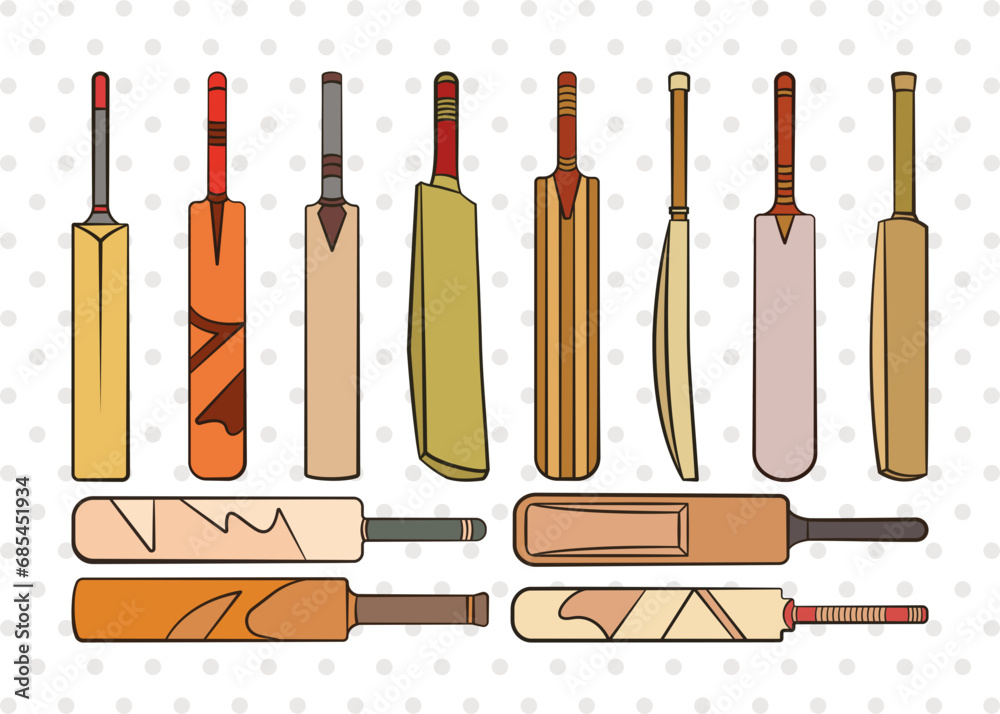 Vetor de Cricket Bat SVG, Bat Clipart, Sports Svg, Cricket Svg, Bat Svg ...