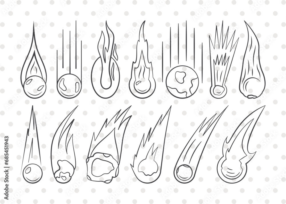 Comet SVG, Comet Clipart, Asteroid Svg, Comet Icon Svg, Flaming ...