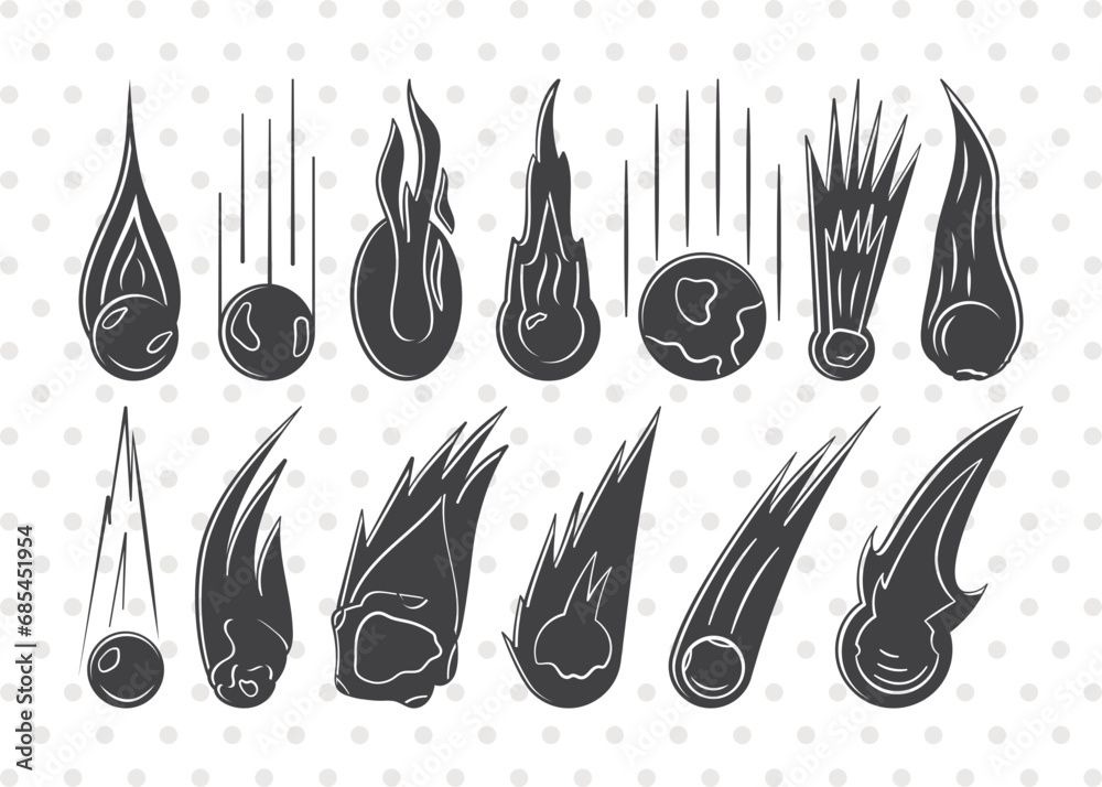 Vetor do Stock: Comet SVG, Comet Clipart, Asteroid Svg, Comet Icon Svg ...
