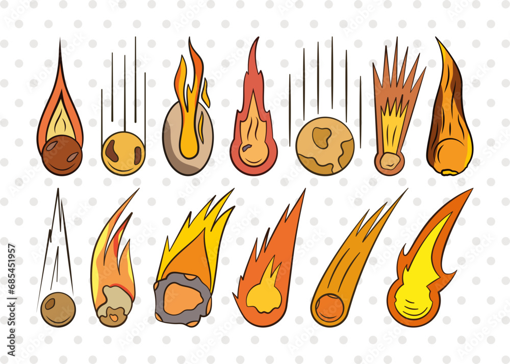 Comet SVG, Comet Clipart, Asteroid Svg, Comet Icon Svg, Flaming ...
