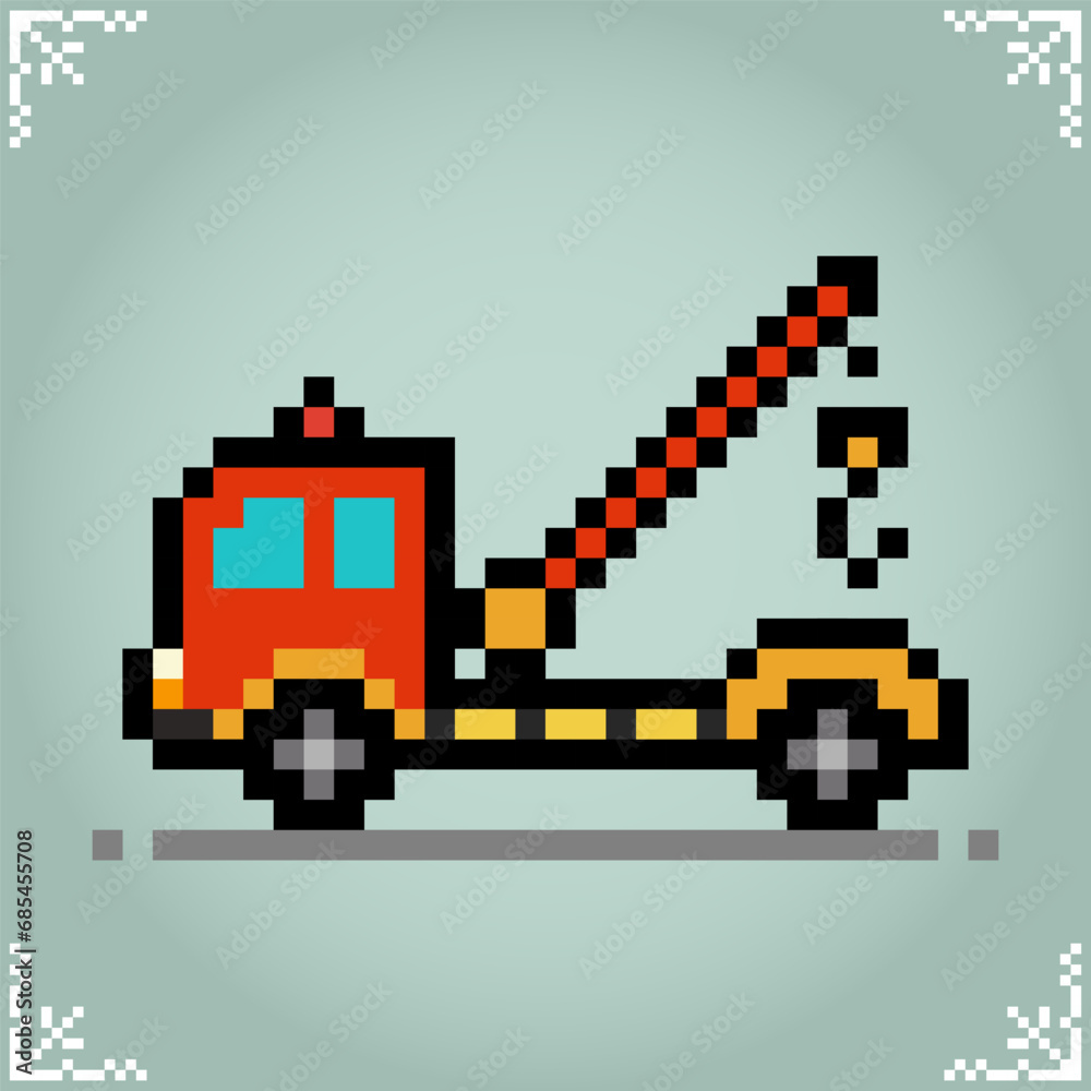 Tow car in 8 bit pixel art. vehicles for game assets and cross ...