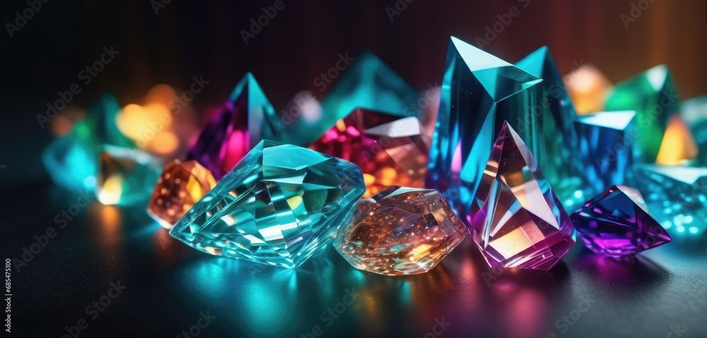 a group of different colored diamonds sitting next to each other on top ...