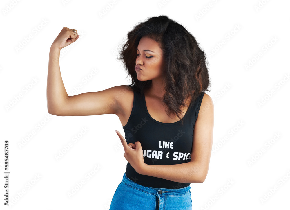 Fashion, flexing and strong woman isolated on transparent png ...
