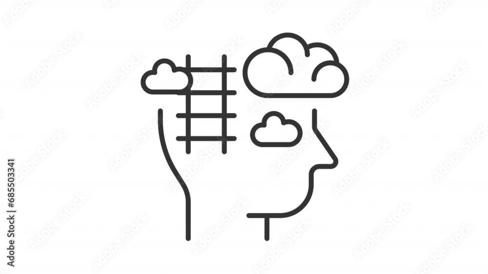 Self motivation line animation. Head and ladder animated icon. Personal ...