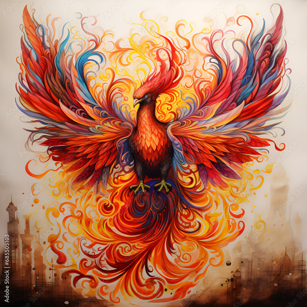 Artistic Style Phoenix Painting Drawing Artworks Stock Illustration ...