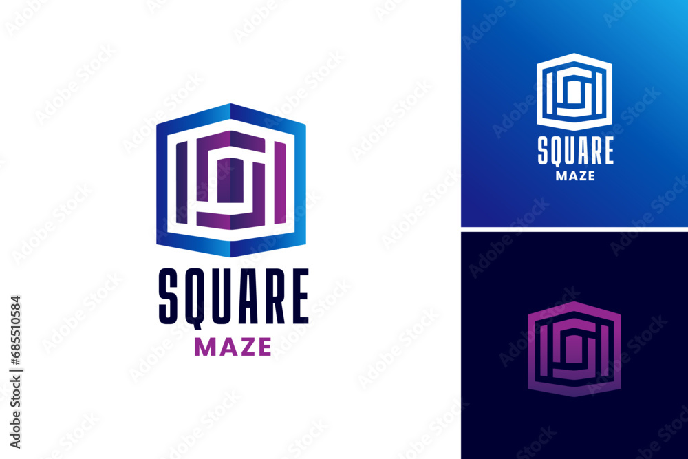 Square maze logo design. A visually striking and intricate logo design ...