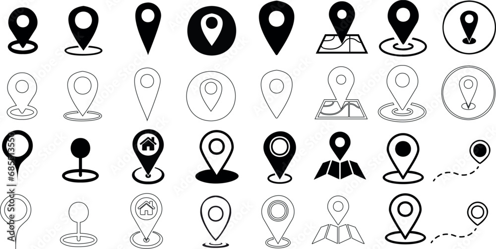 Map Pins icons Vector Illustration set, Perfect for location ...