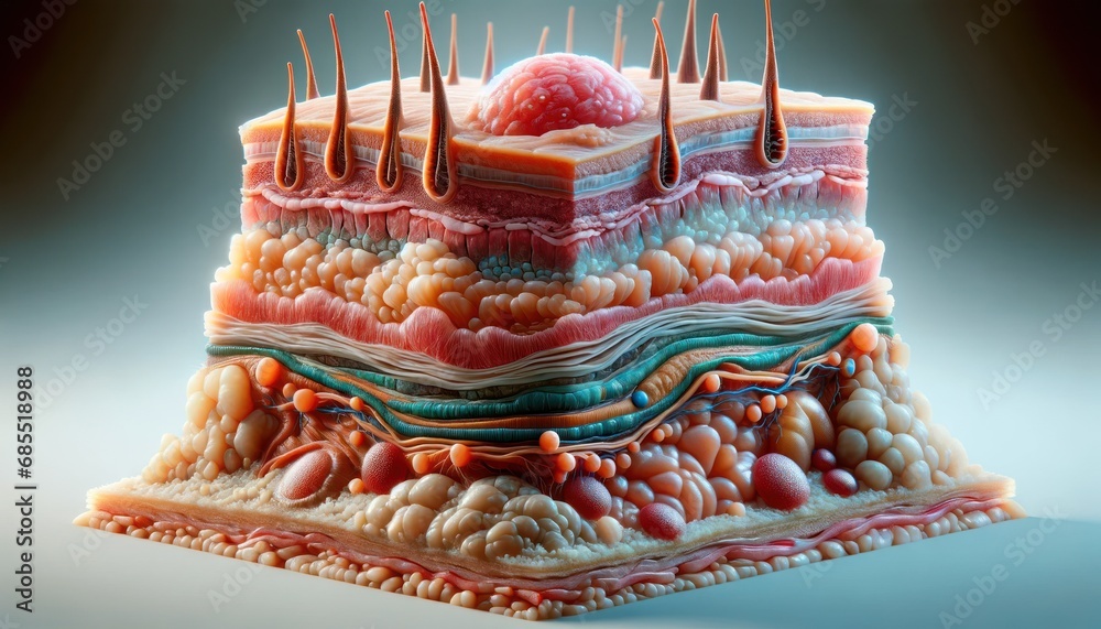 Human Skin Cross-Section with Visible Layers for Dermatology Education ...