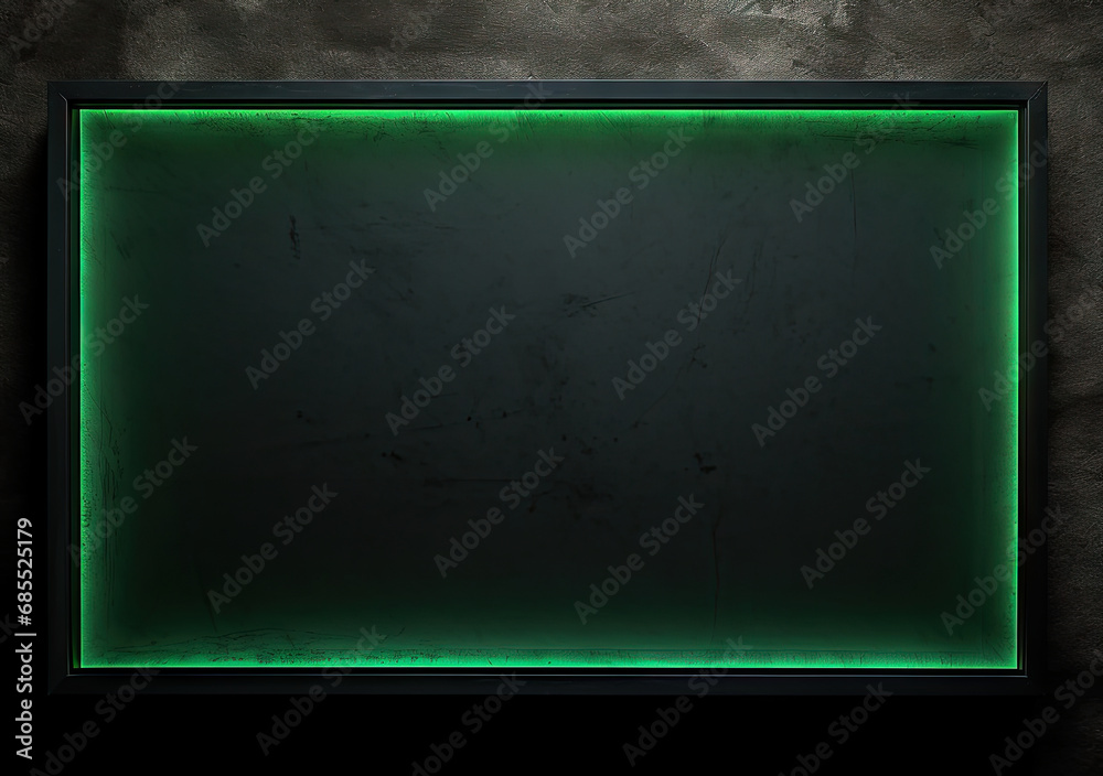 green border frame on black background blank template mockup chalkboard ...