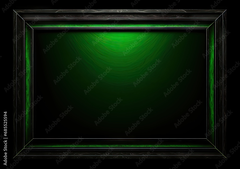 green border frame on black background blank template mockup chalkboard ...