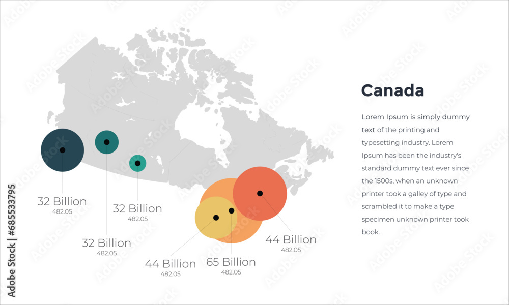 Canada map divided into provinces or regions with modern borders ...