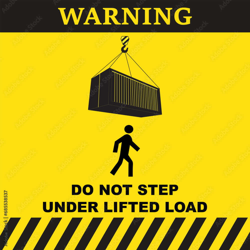 Do not step under lifted load warning symbol Stock Vector | Adobe Stock