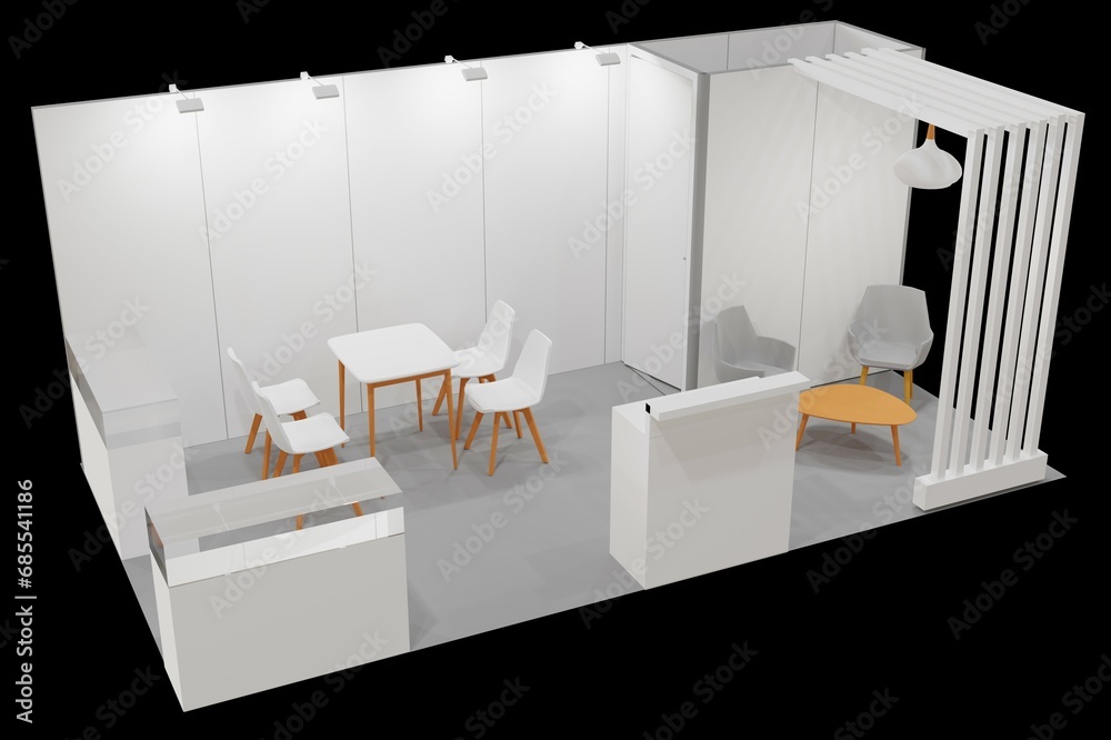 White creative exhibition stand design. Booth template. Corporate ...