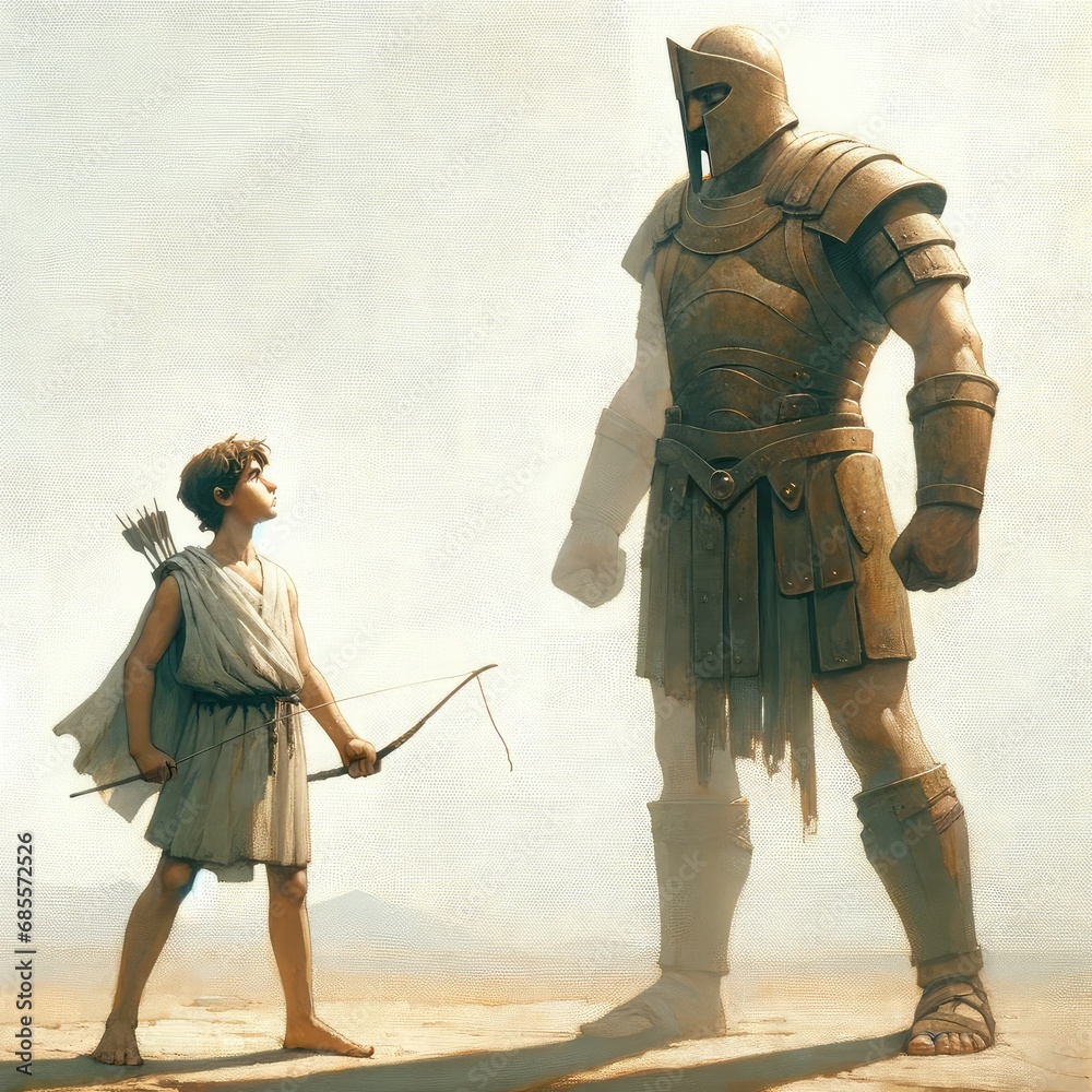 Illustration of David and Goliath Stock Illustration | Adobe Stock