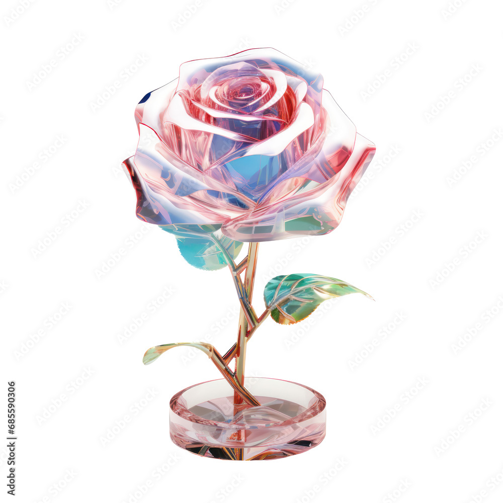 Rainbow crystal rose,rainbow rose made of crystal isolated on ...