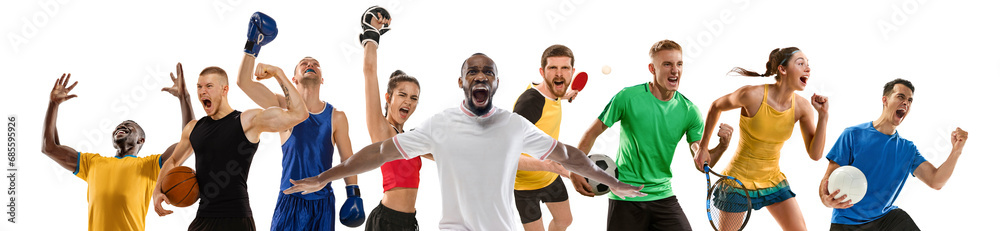 Collage. Young people, men and women, athletes of different sports ...