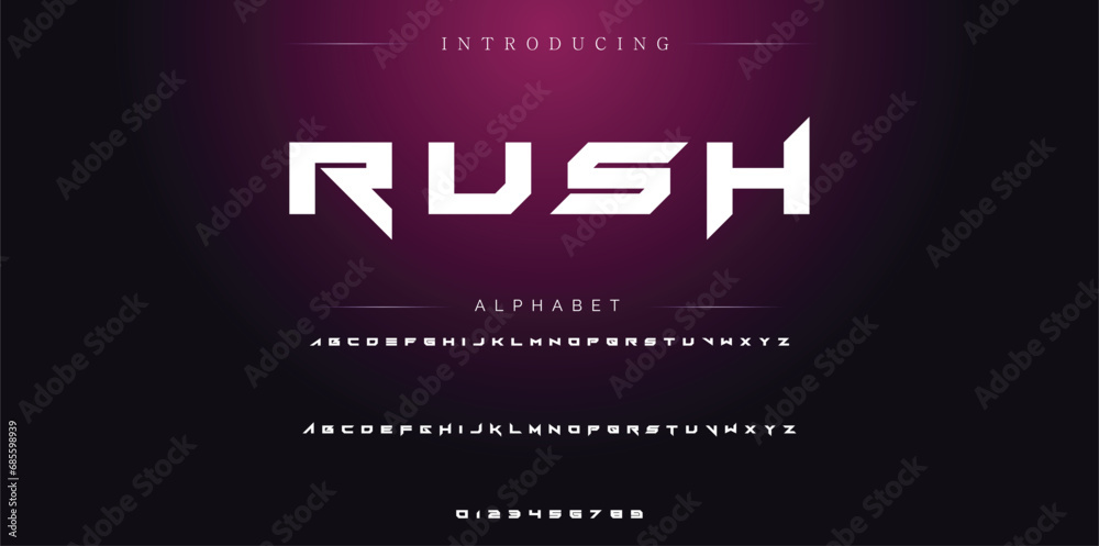 Rush Modern Bold Font. Sans Serif Font. Regular Italic Uppercase ...