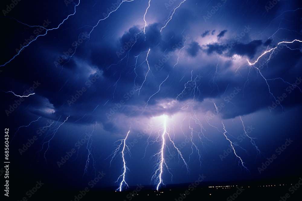 Captivating image of a lightning storm, with bolts of lightning ...