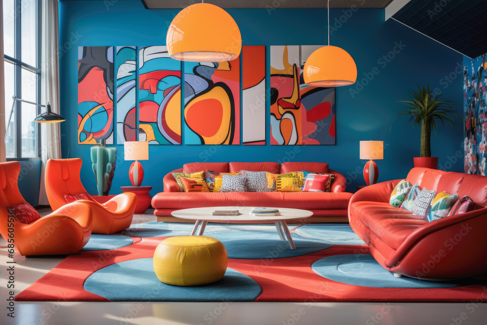 Spirit of pop art in a funky pop art-inspired room, with colorful ...
