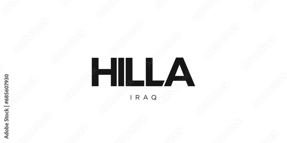 Hilla in the Iraq emblem. The design features a geometric style, vector ...