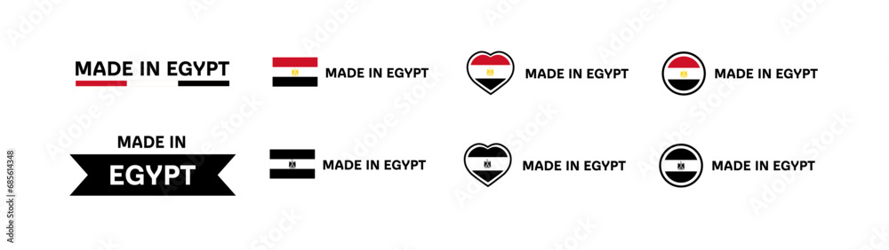 Made in Egypt flag icons. Different styles, Made in Egypt flag in ...
