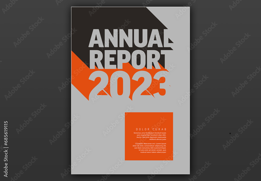 Red annual report front cover page template with title and year with ...