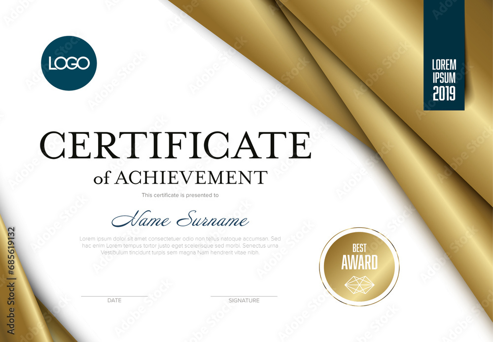 Modern golden certificate template Stock Template | Adobe Stock