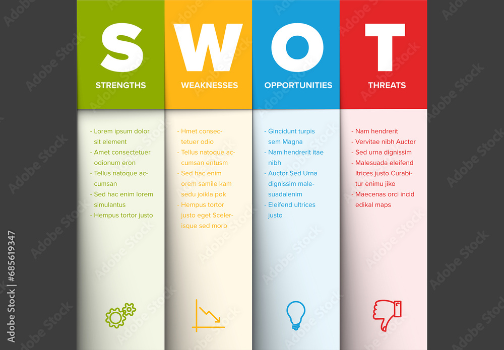 Color SWOT diagram schema template for your analysis Stock Template ...