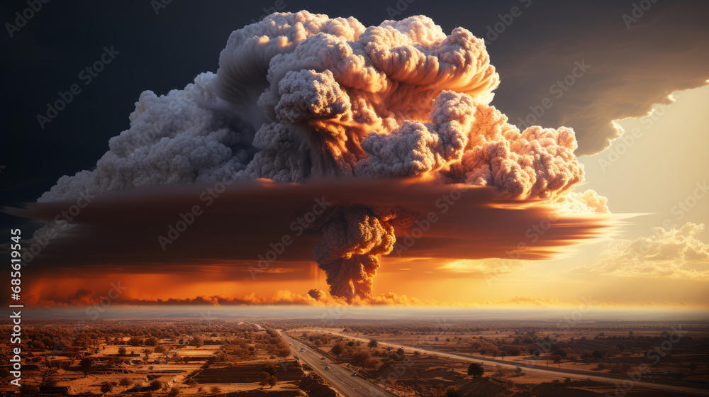 Nuclear bomb detonation photorealistic illustrations. Nuclear explosion ...