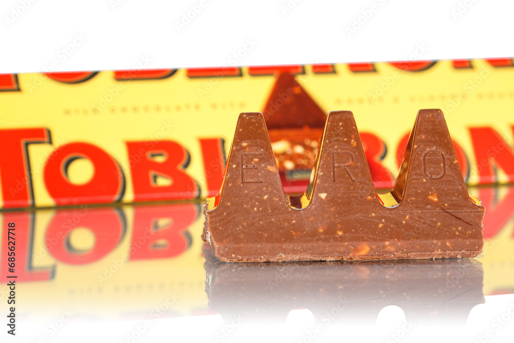 Toblerone chocolate from Tobler and Mondelez International company ...