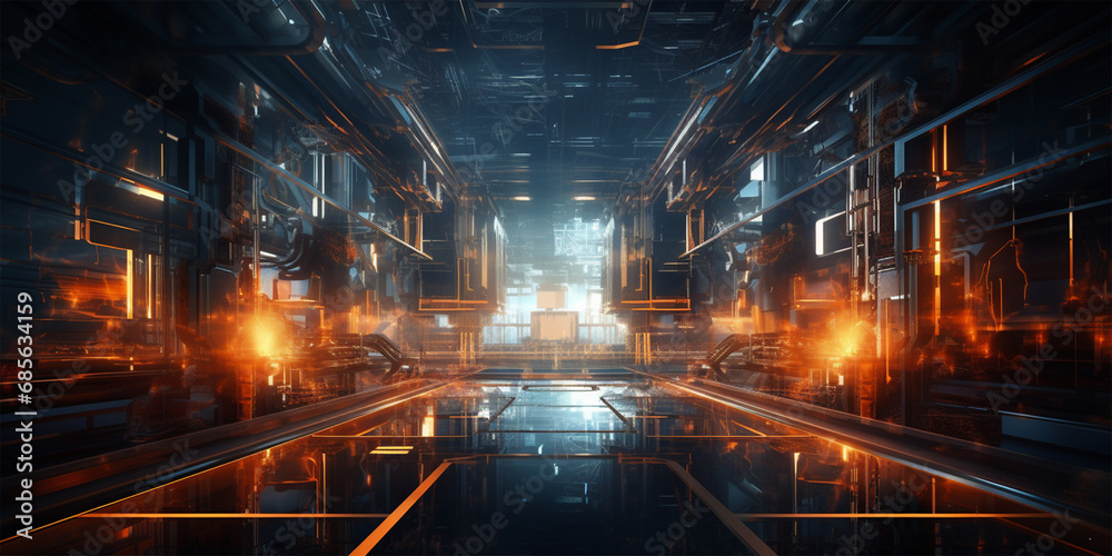 "A digital symphony unfolds in the technology background, where ...