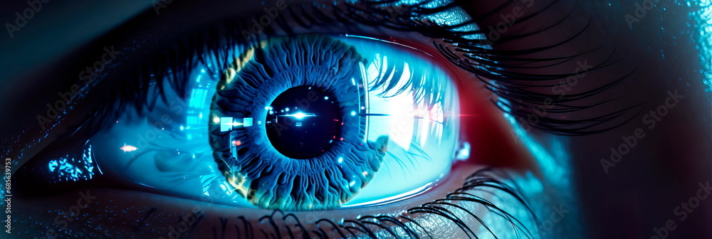 ocular disease, with a detailed view of the eye's structures and ...