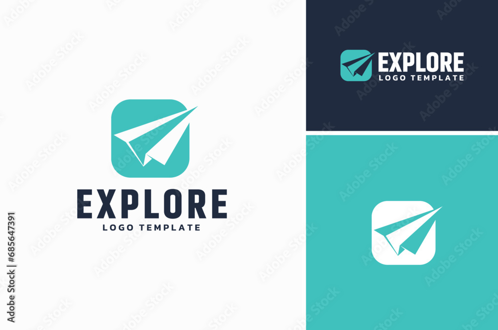 Simple modern square paper plane for aircraft aeroplane airplane ...