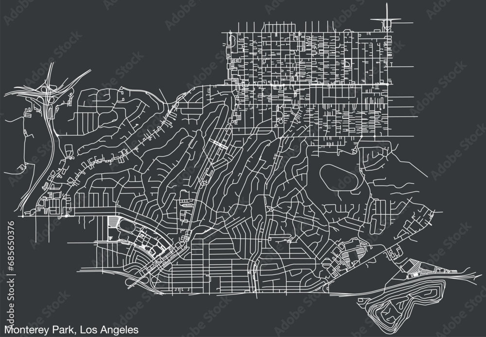 Detailed hand-drawn navigational urban street roads map of the CITY OF ...