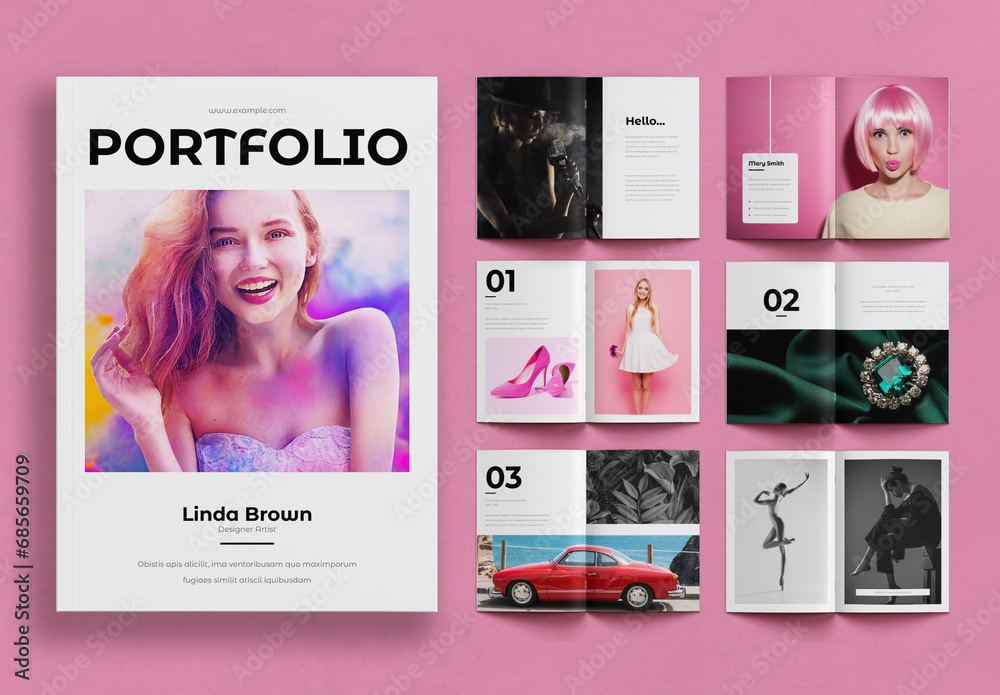 Photography Portfolio Layout with Gray Accents Stock Template | Adobe Stock